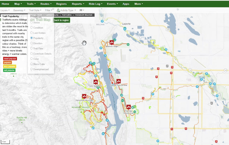 Popularity Heatmap – Trailforks